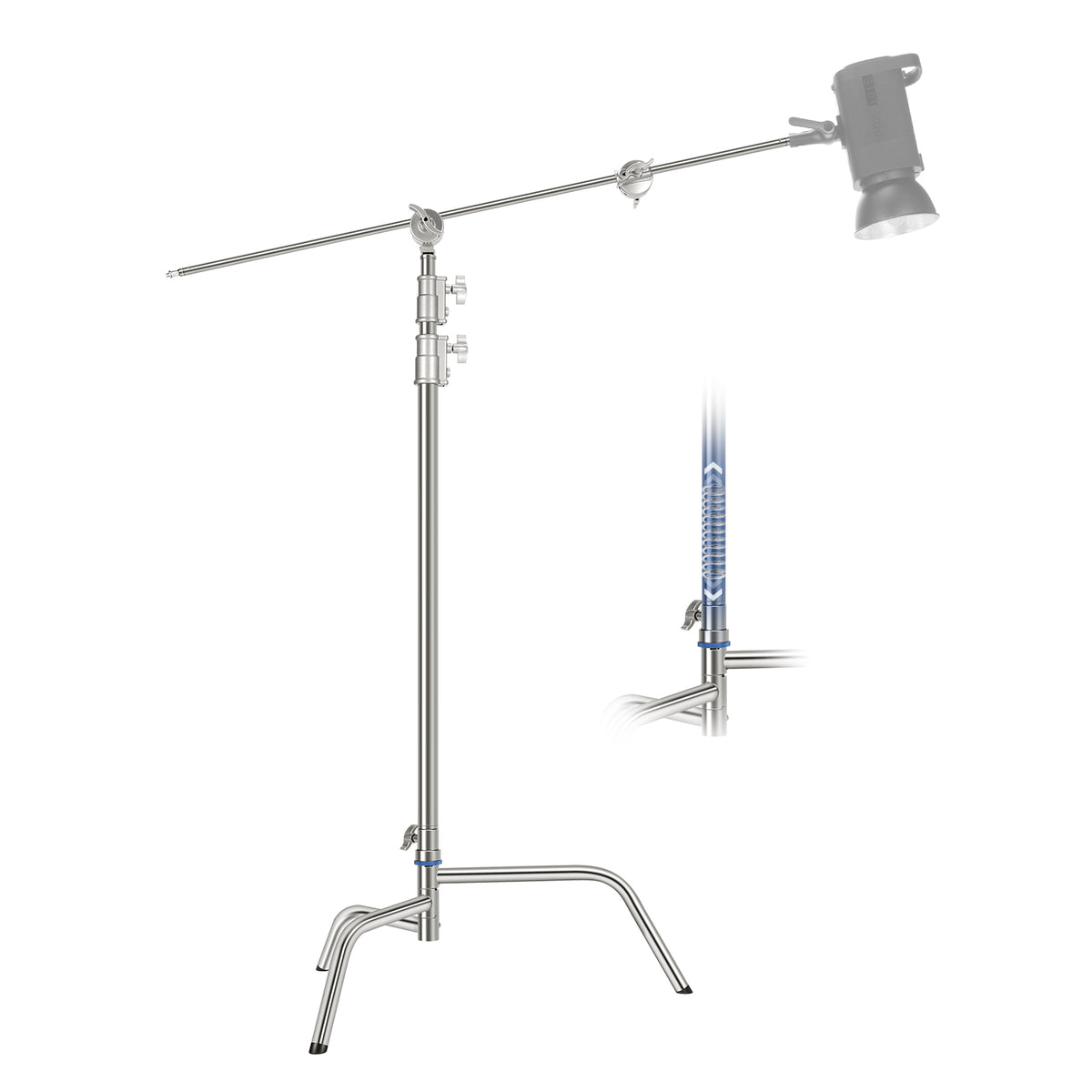 NEEWER SC320Q 10.5ft/320cm Stainless Steel Heavy Duty C Stand with Boom ...