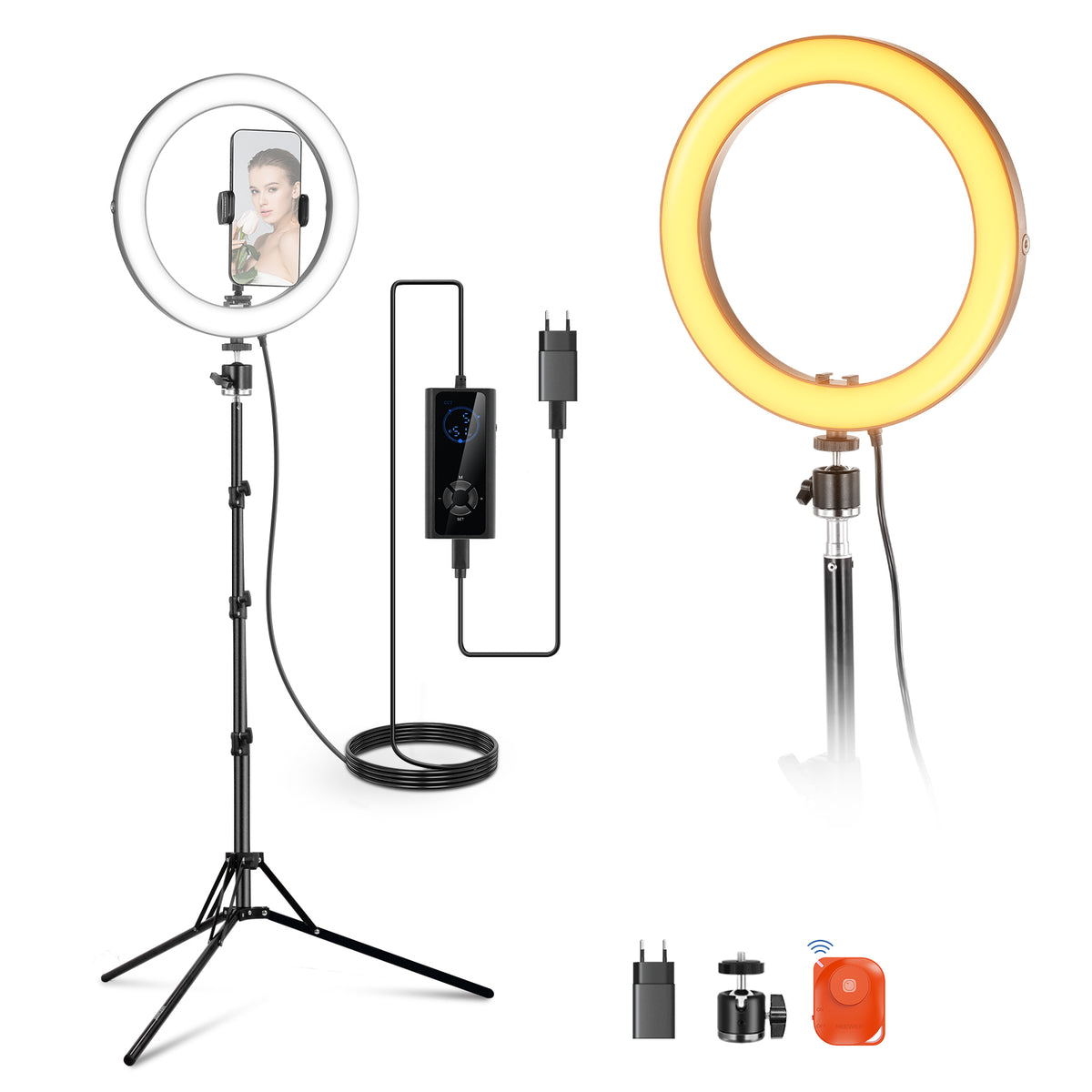 NEEWER RH10B 10" 20W High Power LED Ring Light for Phone with Stand ...